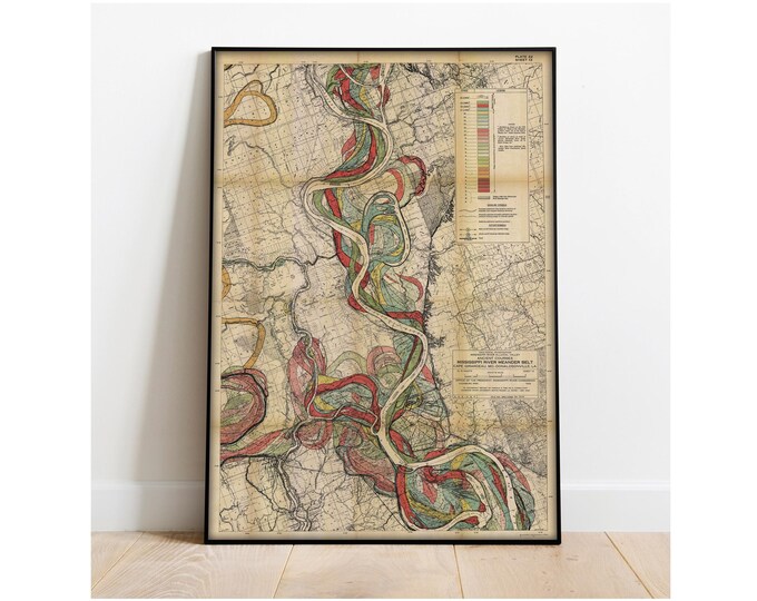 Sheet 13 - Harold Fisk Mississippi River Map Wall Art Poster - Unframed ...