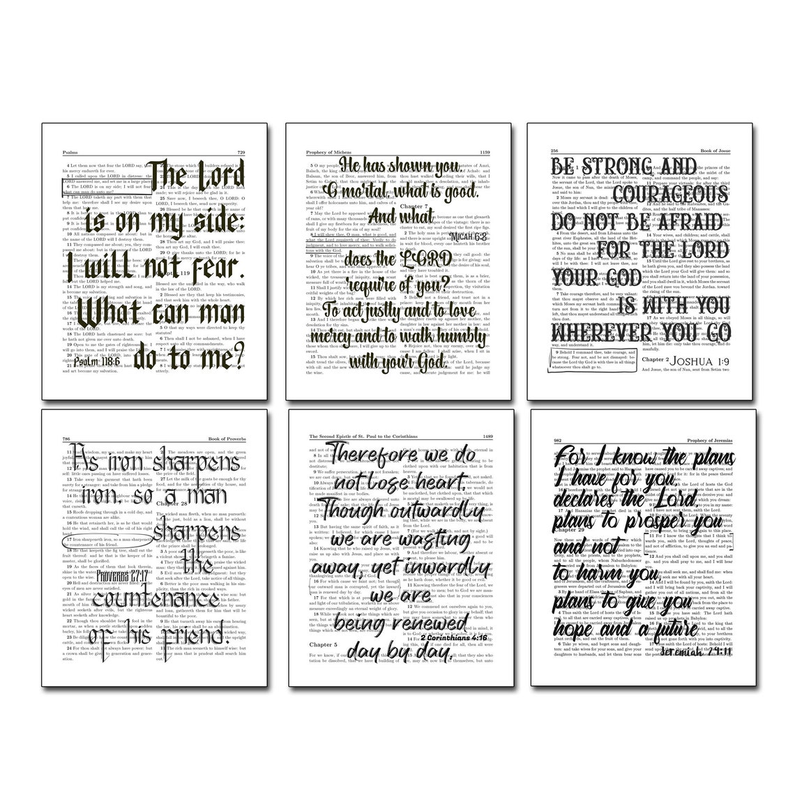 Christian Gifts for Men Hand Lettering Bible Verses Passages 6 8x10 ...