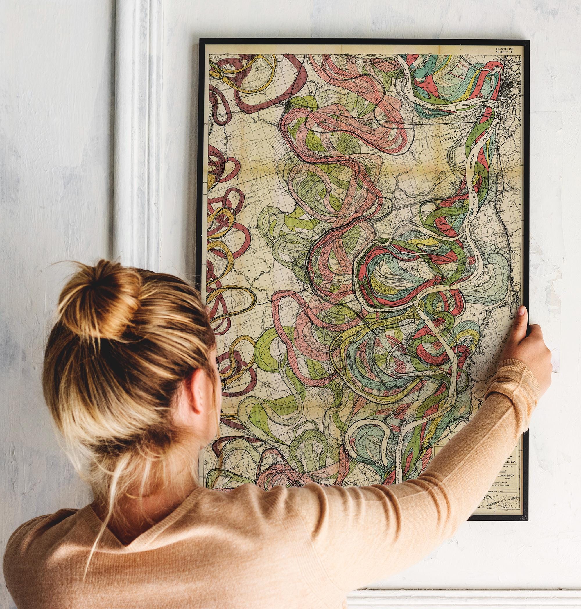 Sheet 11 - Harold Fisk Mississippi River Map Vintage Wall Art Poster ...