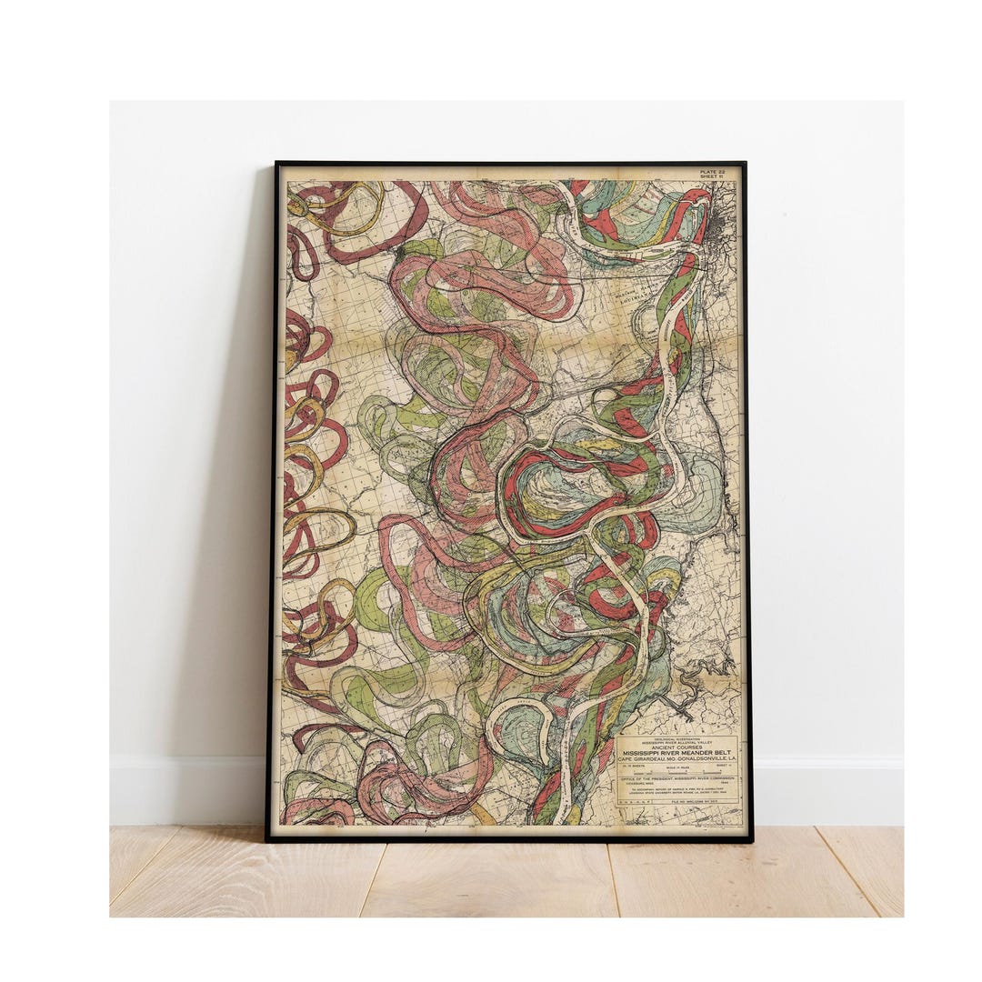 Sheet 11 - Harold Fisk Mississippi River Map Vintage Wall Art Poster ...