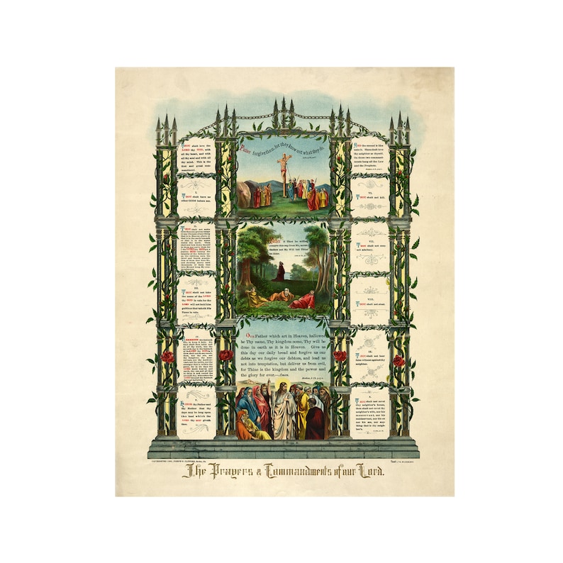 Spiritual Room Decor Bible Verses Poster - the Prayers & Ten ...