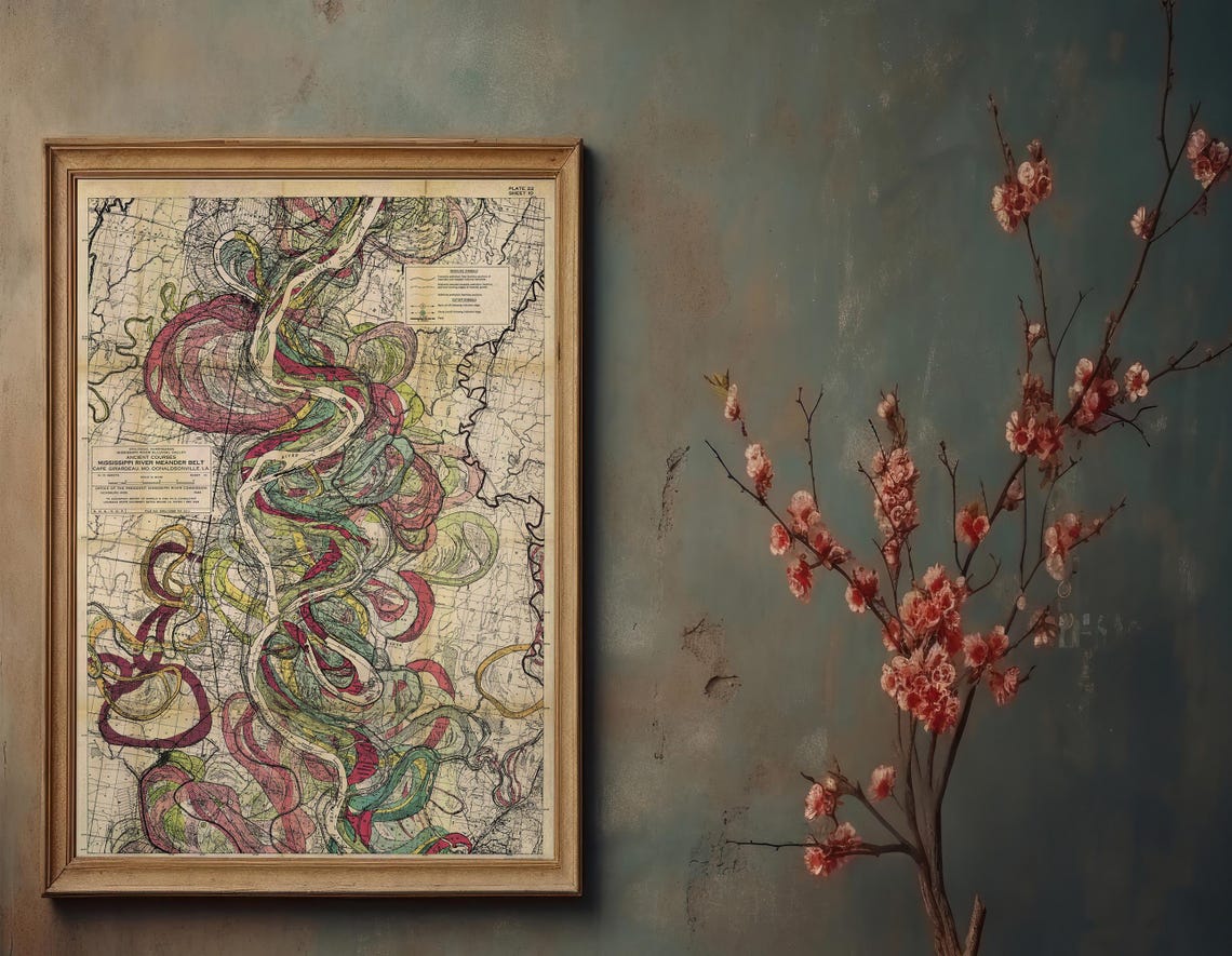 Sheet 10 - Harold Fisk Mississippi River Map Wall Art Poster - Unframed ...