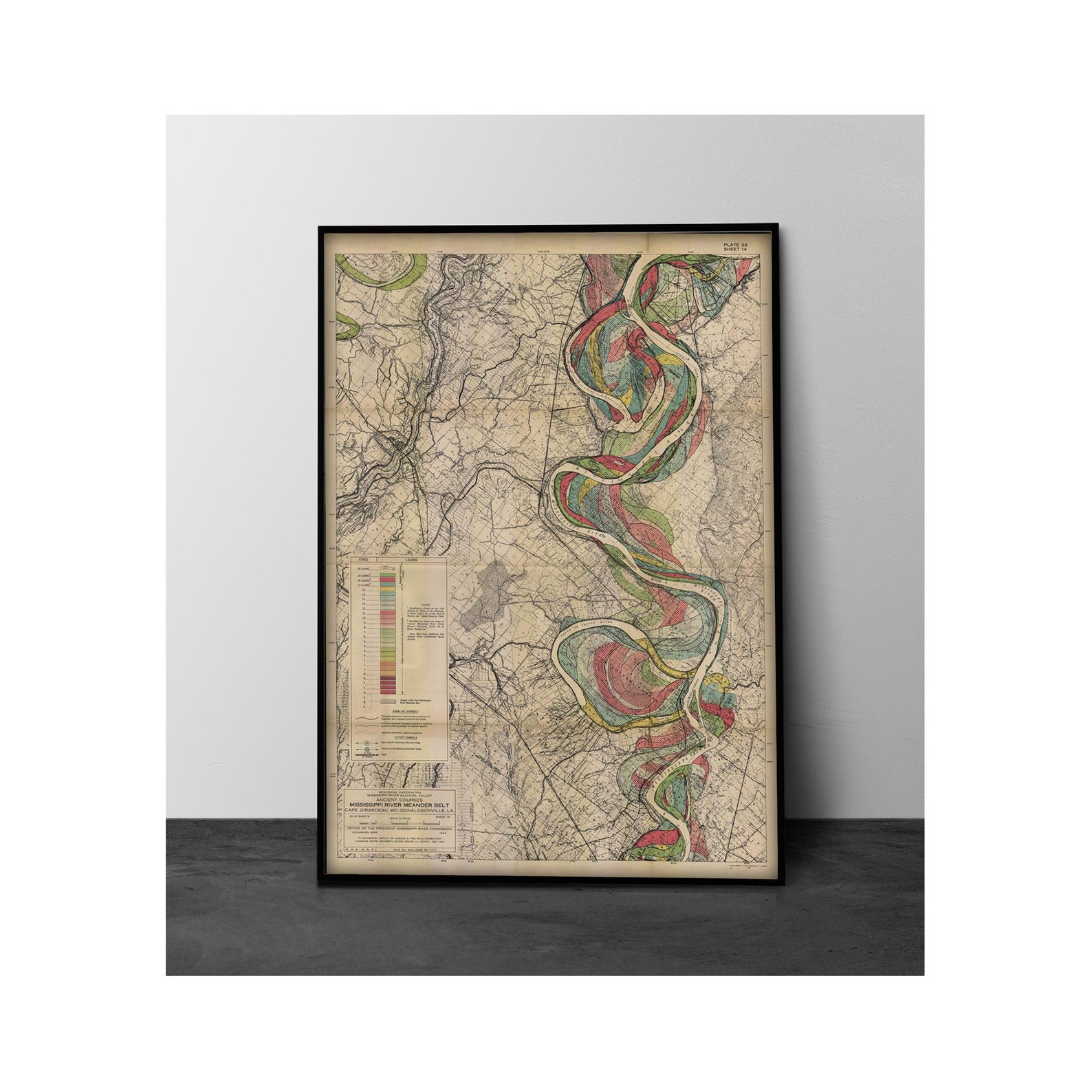 Sheet 14 Harold Fisk Mississippi River Map Wall Art Poster Print ...