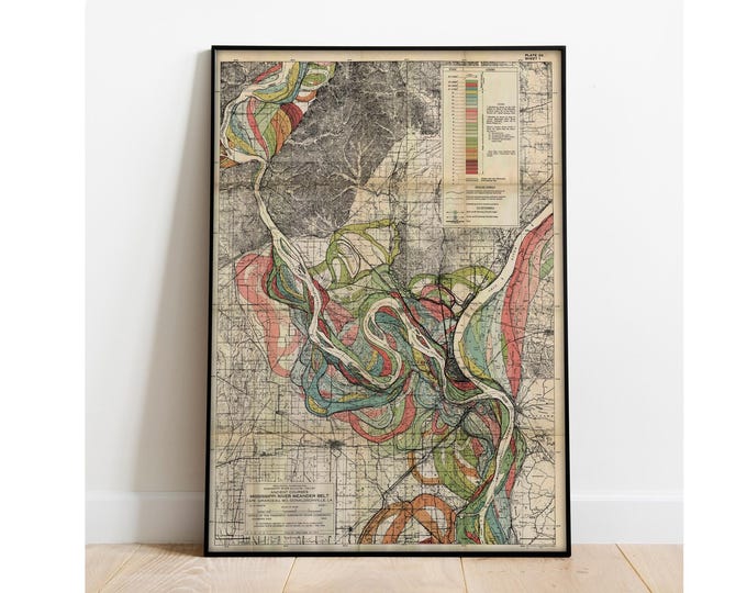 Sheet 1 - Harold Fisk Mississippi River Map Wall Art Poster - Unframed ...