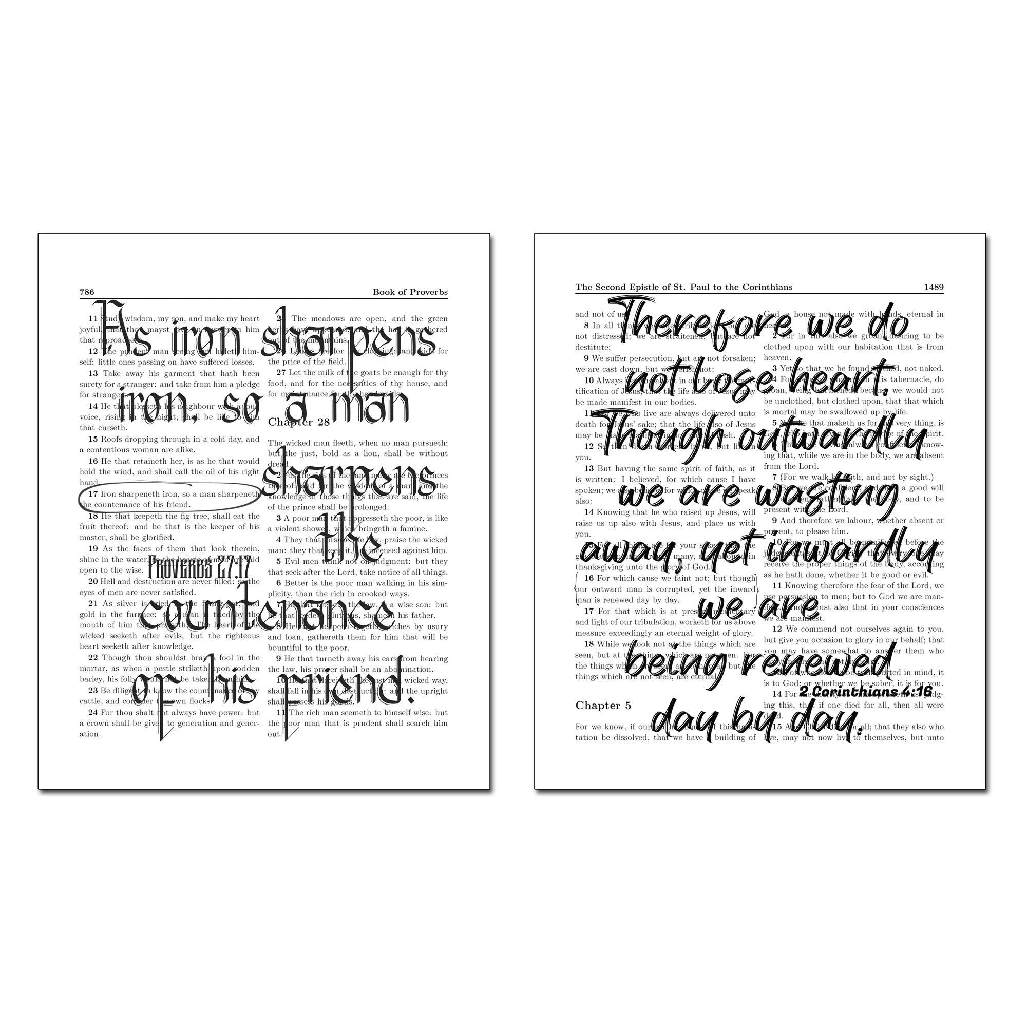 Christian Gifts for Men Hand Lettering Bible Verses Passages 6 8x10 ...