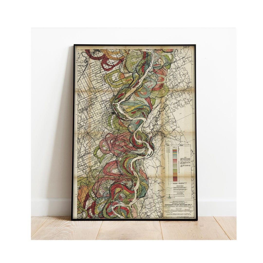 Sheet 4 - Harold Fisk Mississippi River Map Wall Art Poster - Unframed ...