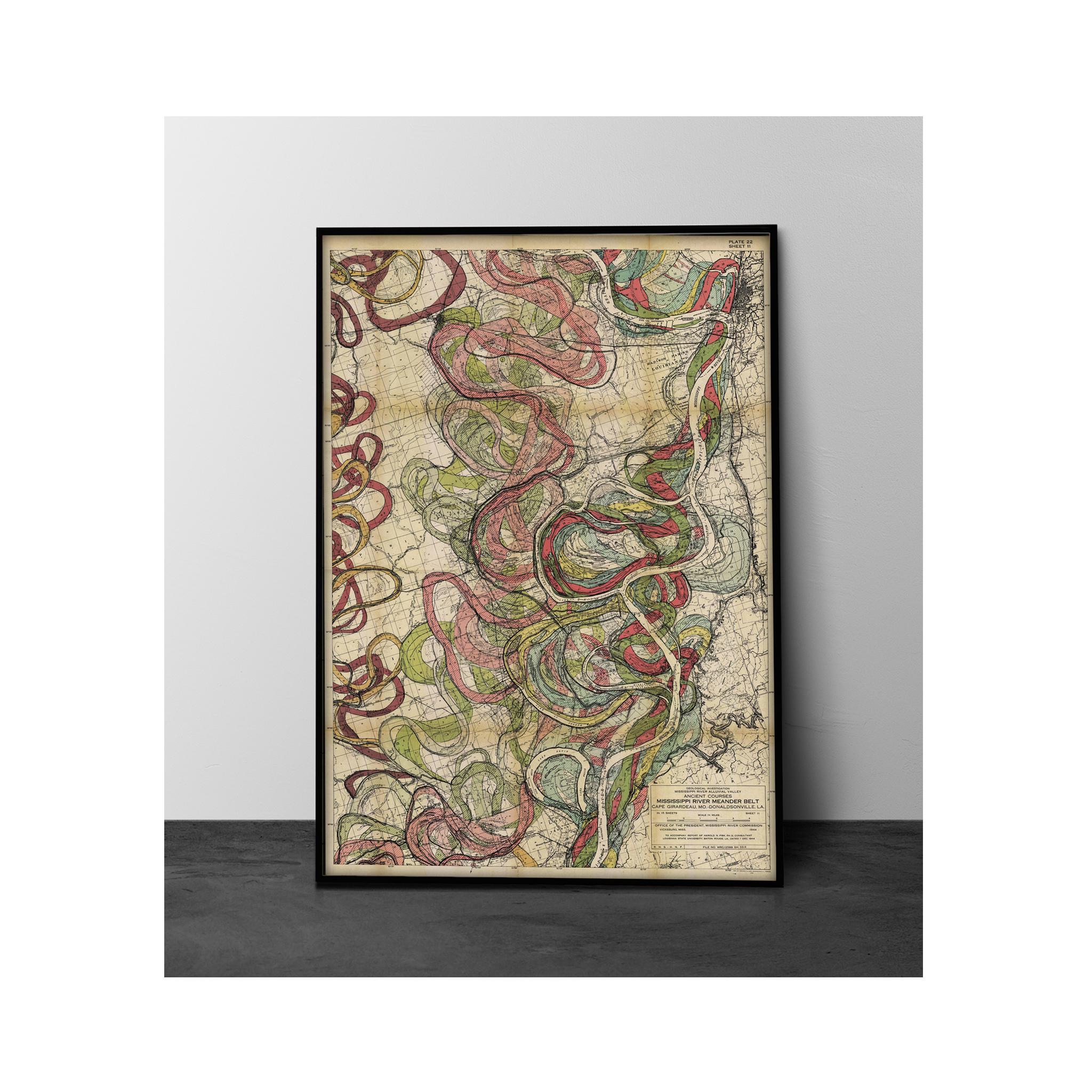 Sheet 11 - Harold Fisk Mississippi River Map Vintage Wall Art Poster ...