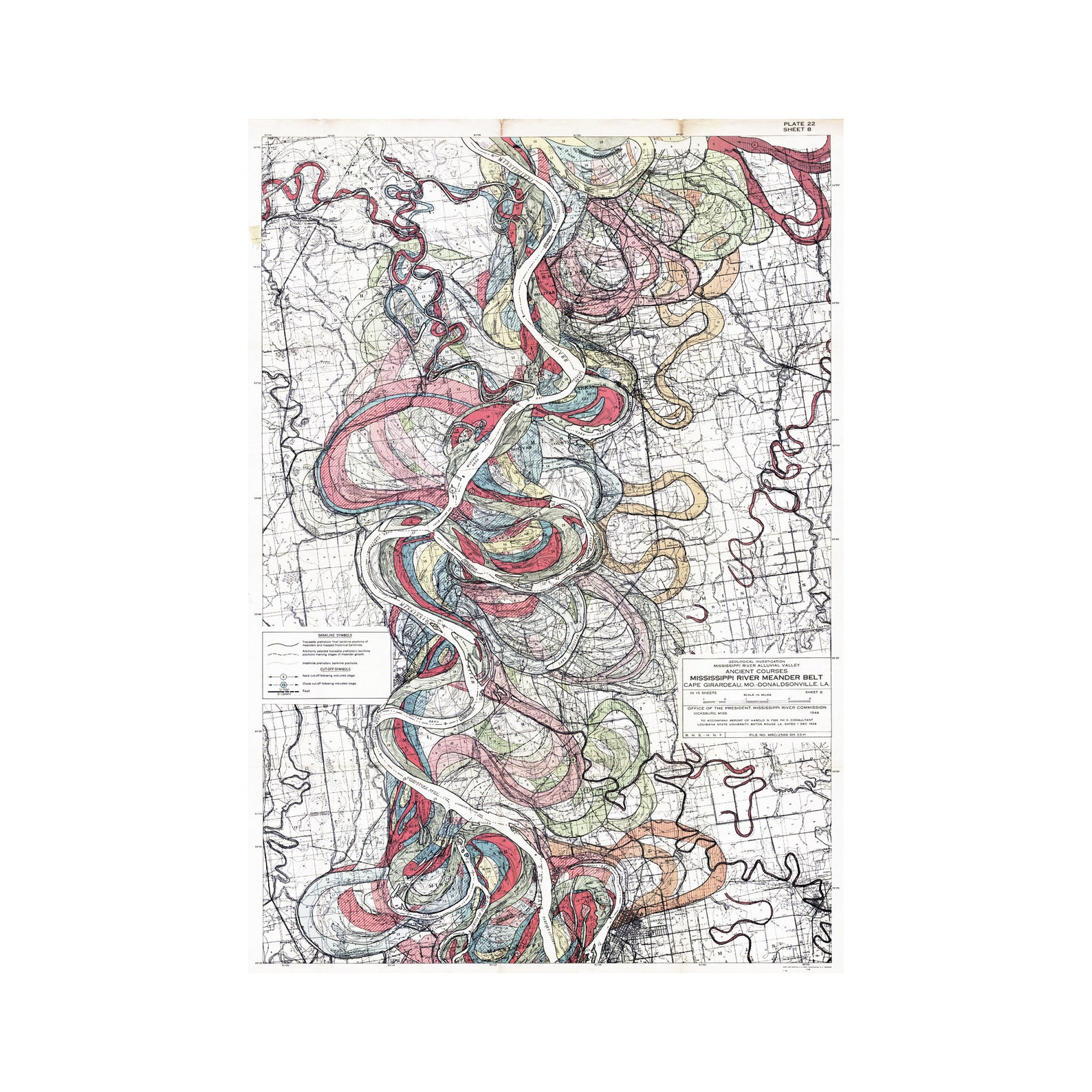 Sheet 8 Harold Fisk Mississippi River Map Wall Art Poster Print Geology ...