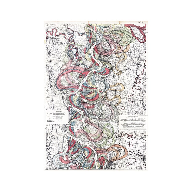 Sheet 8 Harold Fisk Mississippi River Map Wall Art Poster Print Geology ...