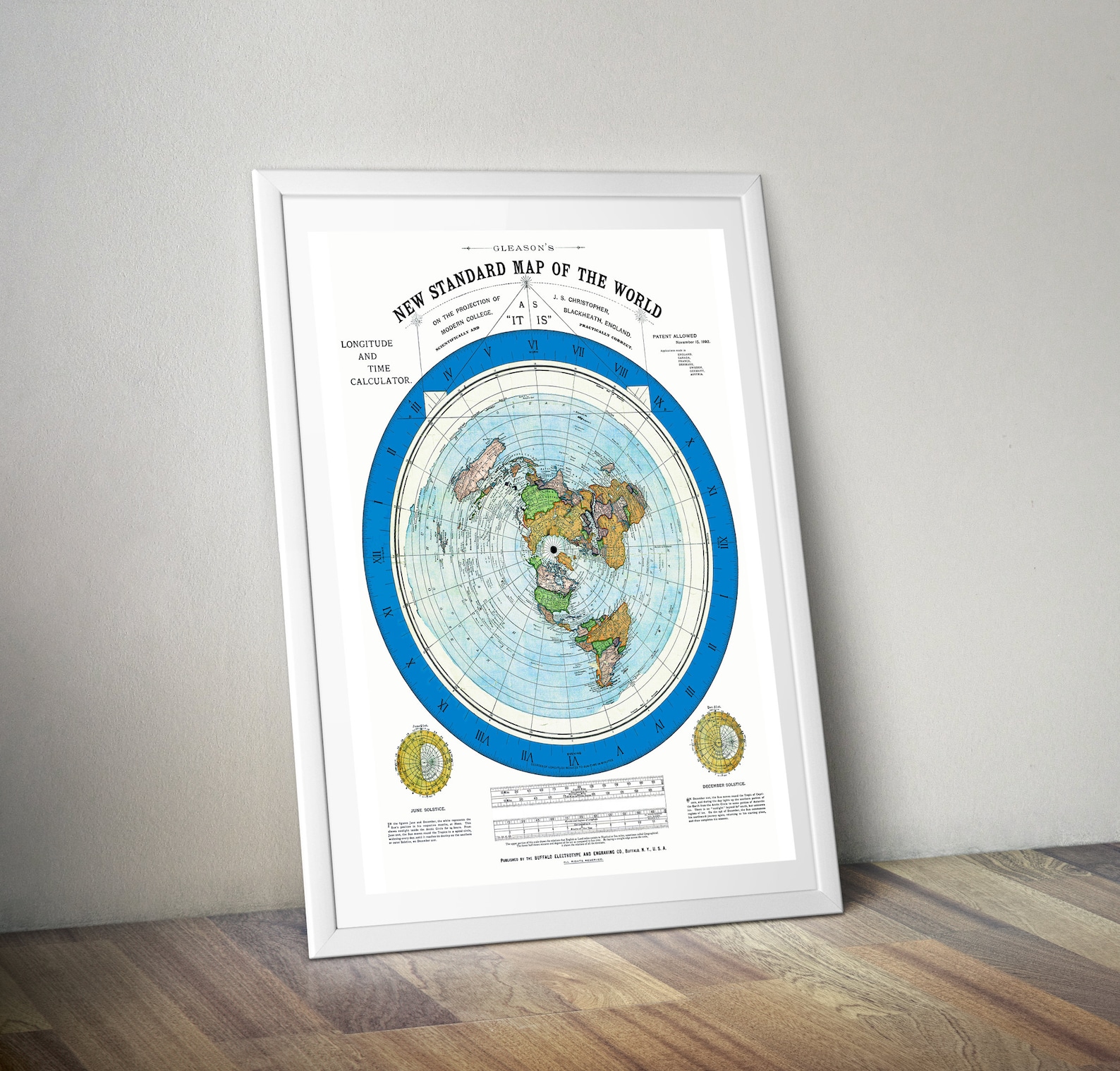 1892 Flat Earth Map Alexander Gleason's New Standard Map of the World ...