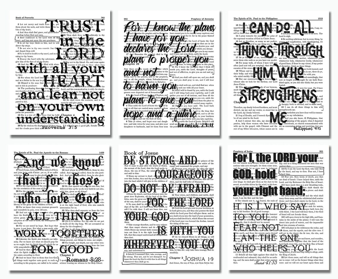 Christian Ts Bible Verses Wall Art Decor Spiritual Set Of 6 8x10 Prints Prayer Room Spiritual