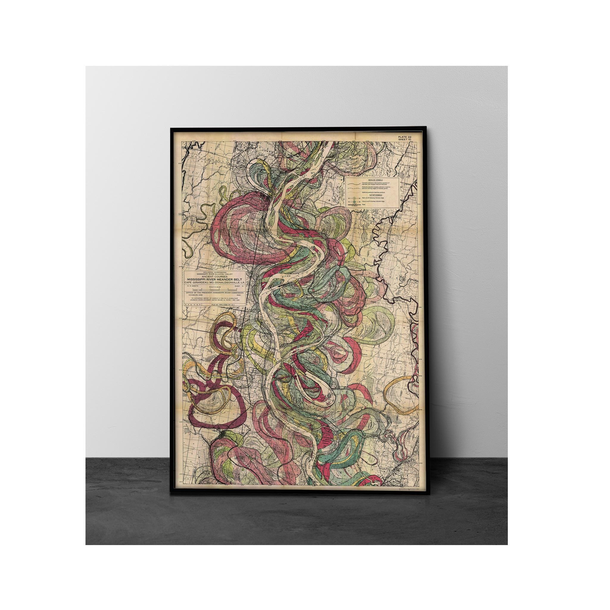 Sheet 10 - Harold Fisk Mississippi River Map Wall Art Poster - Unframed ...
