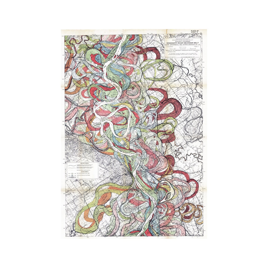 Sheet 6 - Harold Fisk Mississippi River Map Wall Art Poster Print ...