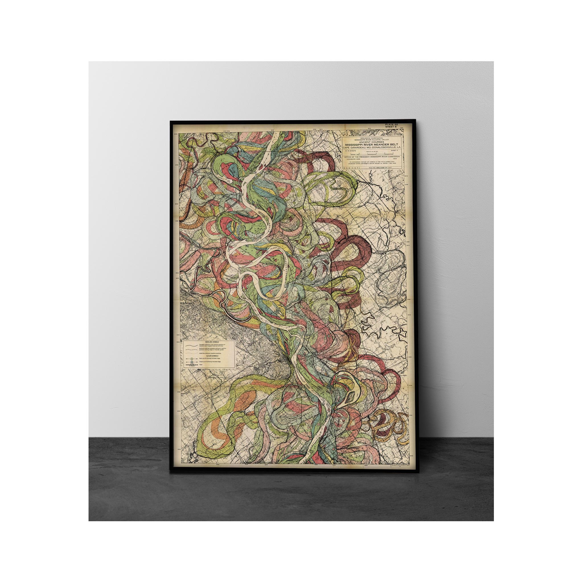 Sheet 6 - Harold Fisk Mississippi River Map Wall Art Poster - Unframed ...