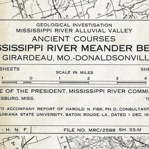 Sheet 13 - Harold Fisk Mississippi River Map Wall Art Poster Print ...