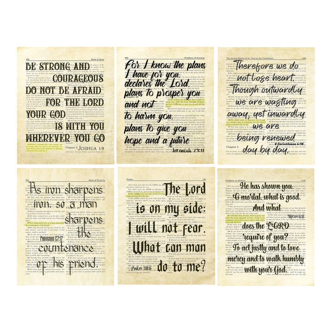 Inspirational Bible Verses for Men - Set of 6 Unframed Art Prints ...