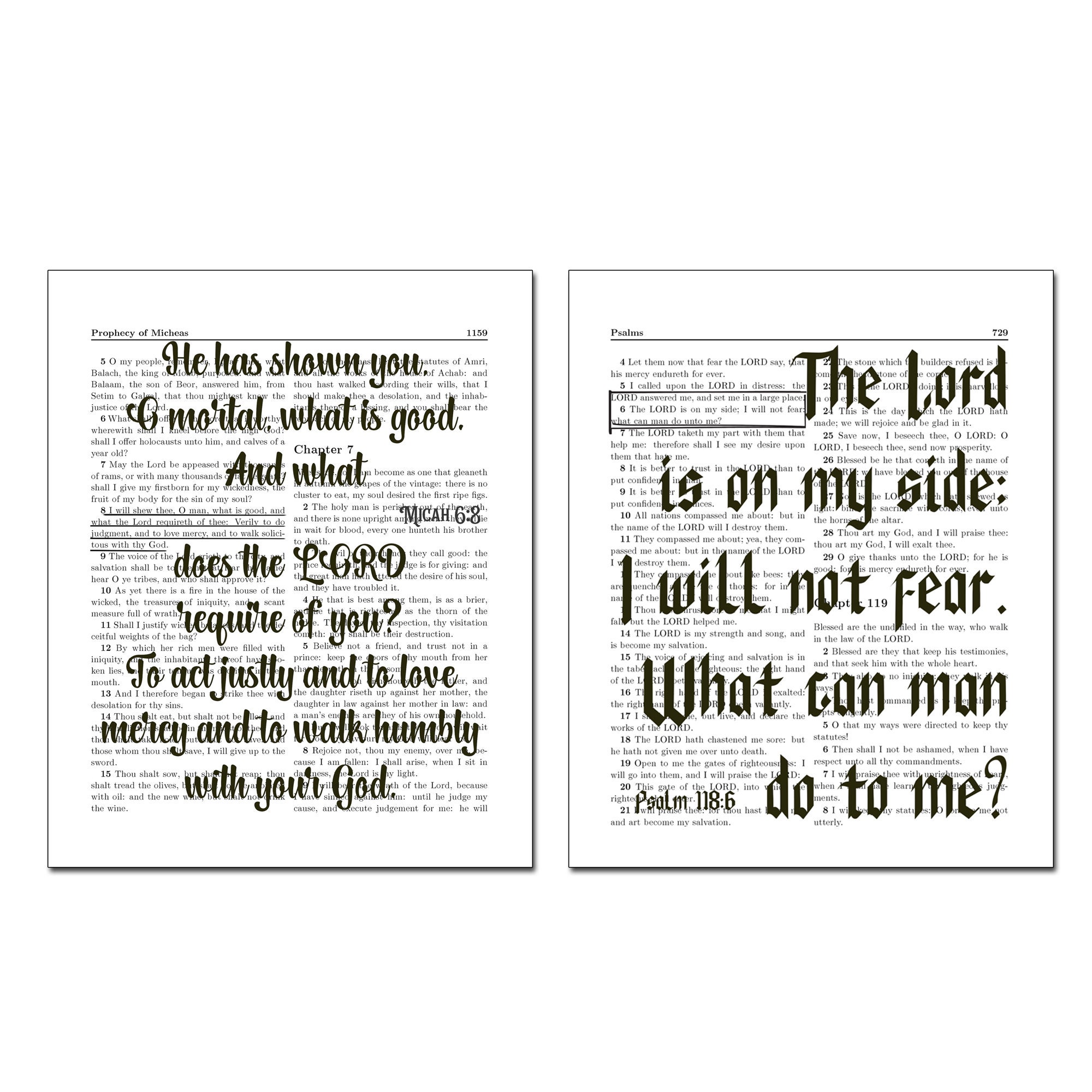 Christian Gifts for Men Hand Lettering Bible Verses Passages 6 8x10 ...