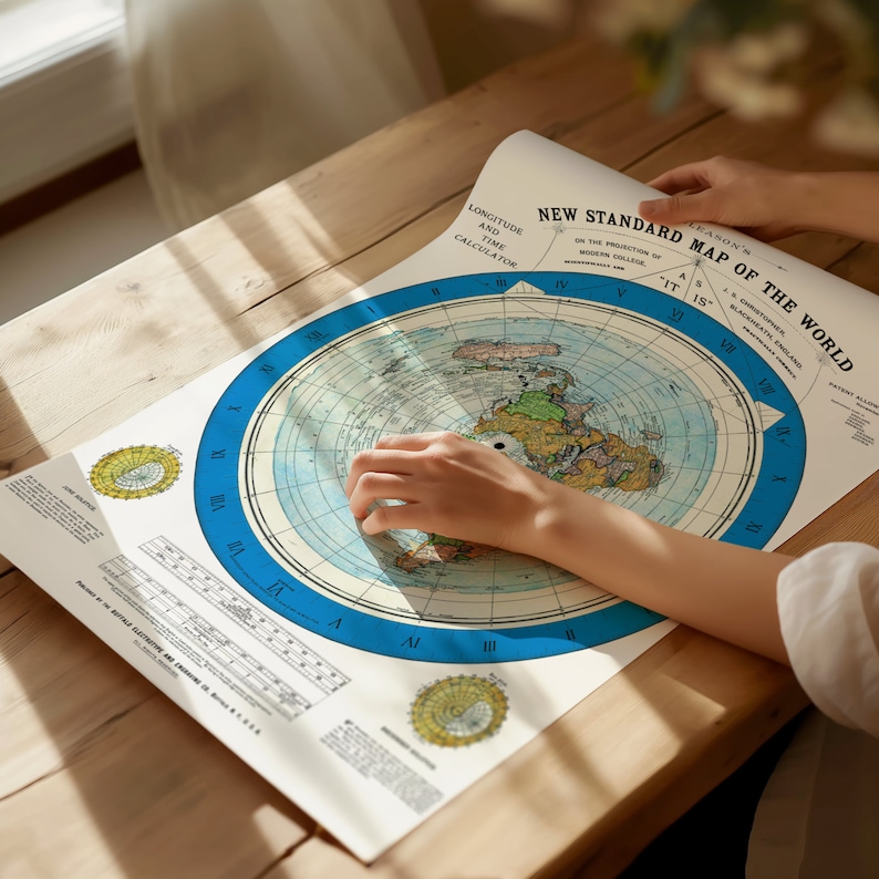 Mapa de la Tierra plana de 1892, Nuevo mapa estándar del mundo de ...