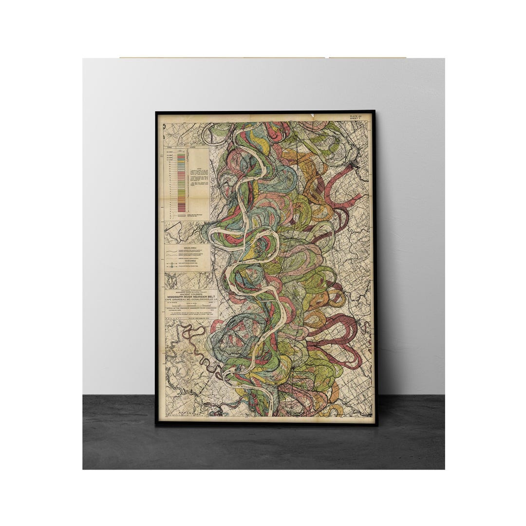 Sheet 7 - Harold Fisk Mississippi River Map Wall Art Poster Print ...
