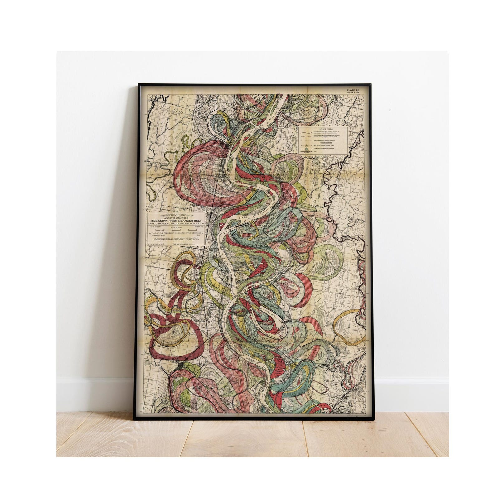 Sheet 10 - Harold Fisk Mississippi River Map Wall Art Poster - Unframed ...