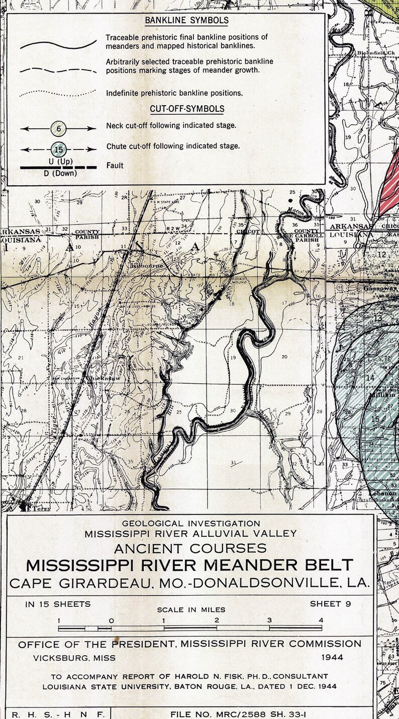 Sheet 9 - Harold Fisk Mississippi River Map Vintage Wall Art Poster ...