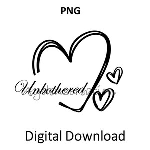 Unbothered PNG, Heart, Black, Png - Etsy