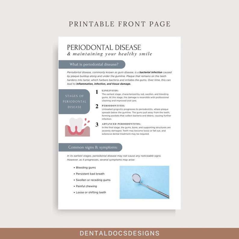 Periodontal Disease - Dental Patient Education Printable - Etsy
