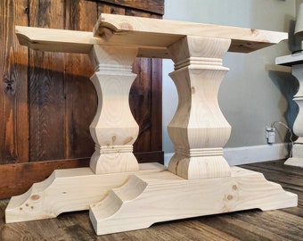 Pair of Trestle Dining Table Pedestals coastal Captivation Design Wood Table Legs Unfinished Wooden Pedestals Raybroswoodwork Etsy