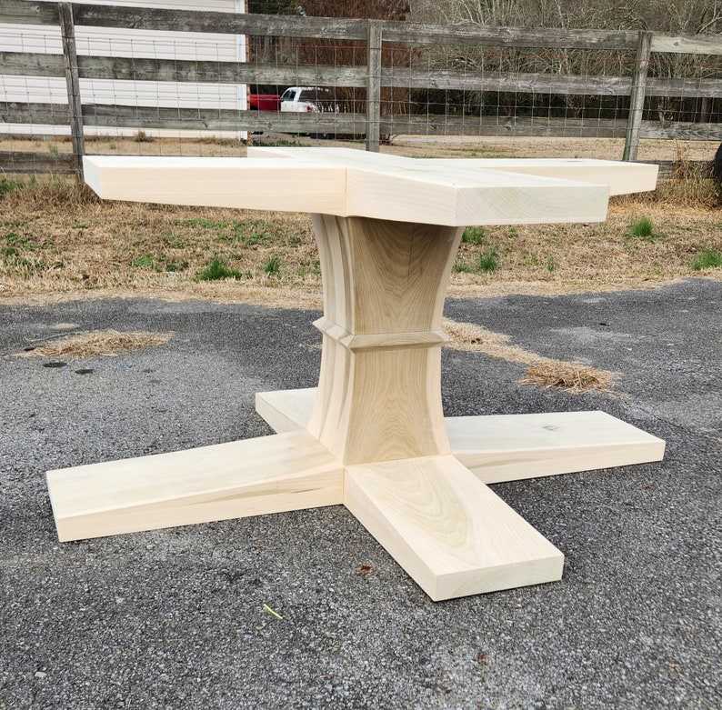 Solid Wood Single Pedestal Table Base: Round or Rectangular Table ...