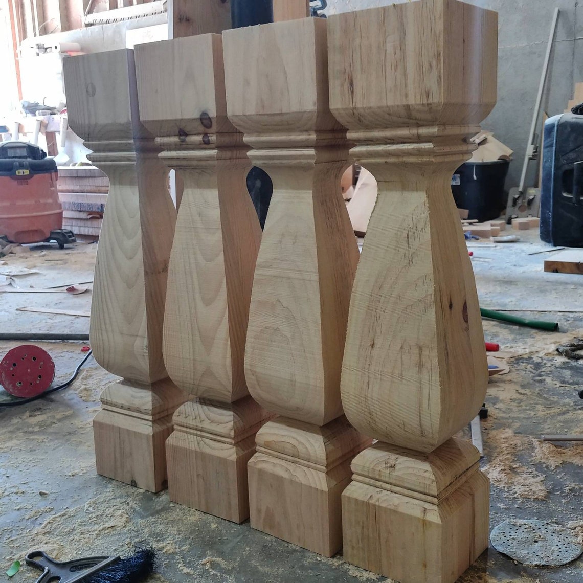 Square turned dining table legs set of 4 | Etsy