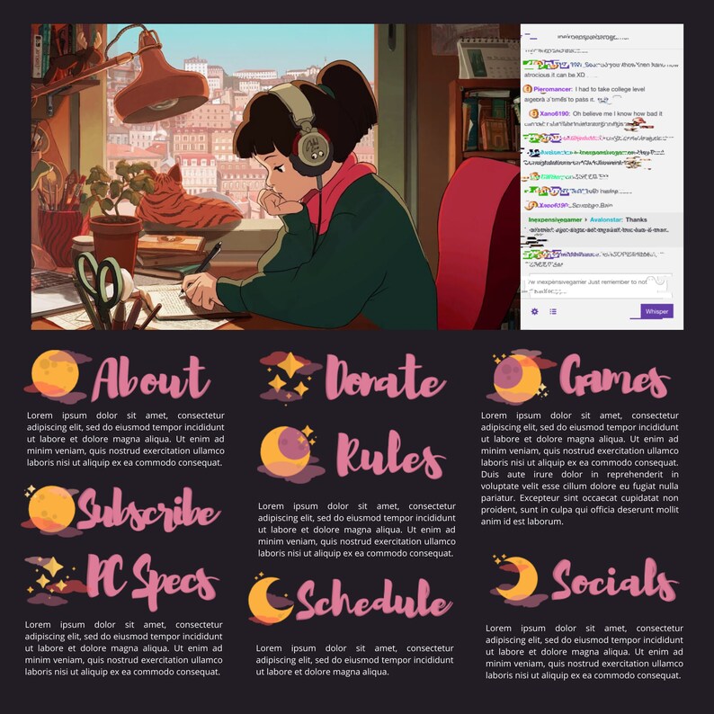 13 Pink Pastel Sky Cute Twitch Panels / Twitch Buttons / - Etsy