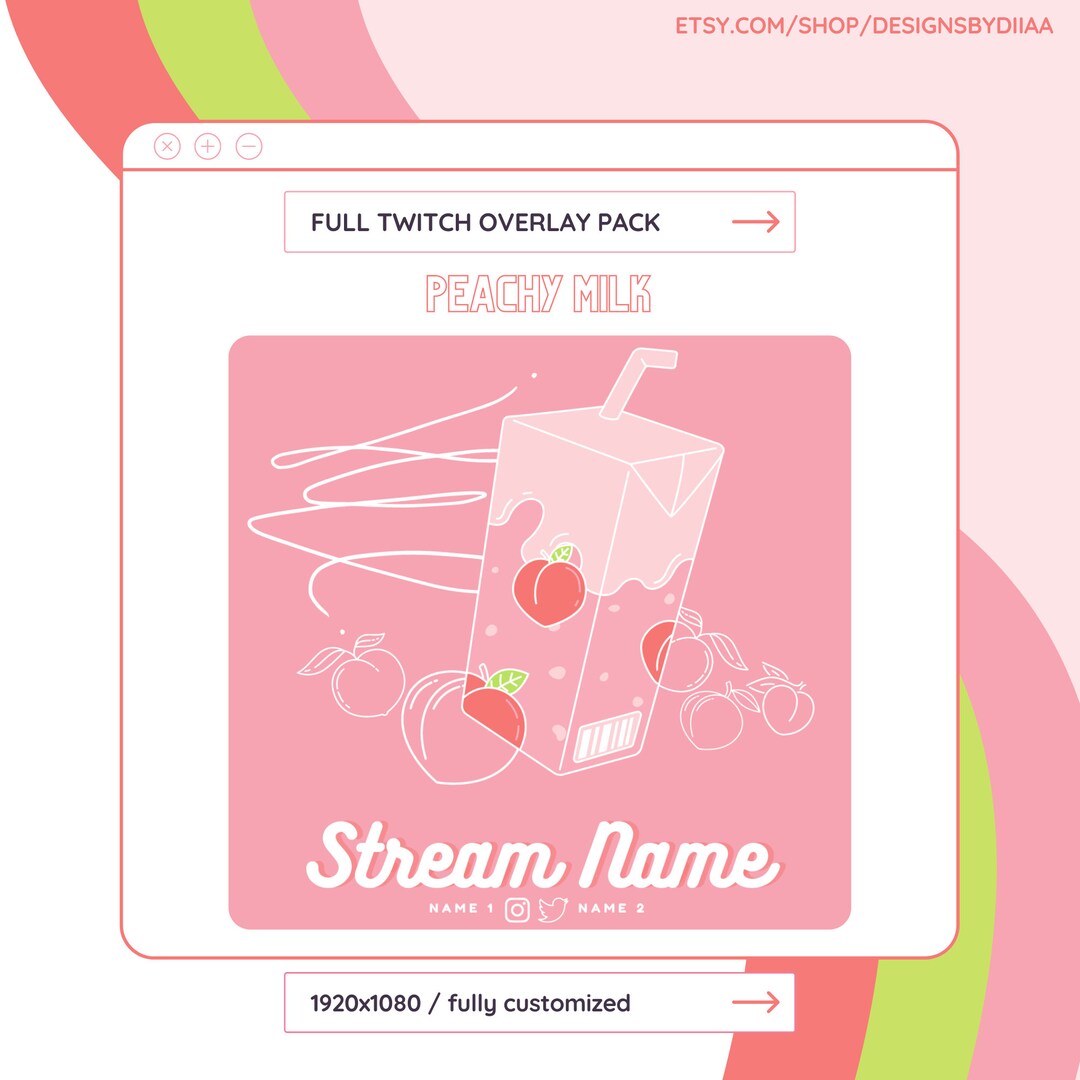 Cute Peach Milk Stream Full Package With Panels, Overlays and Borders ...