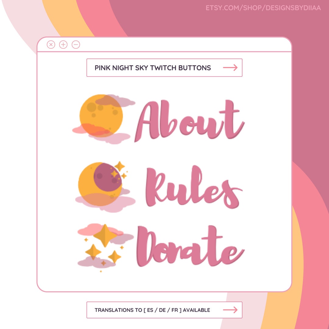 13 Pink Pastel Sky Cute Twitch Panels / Twitch Buttons / Twitch Banners ...