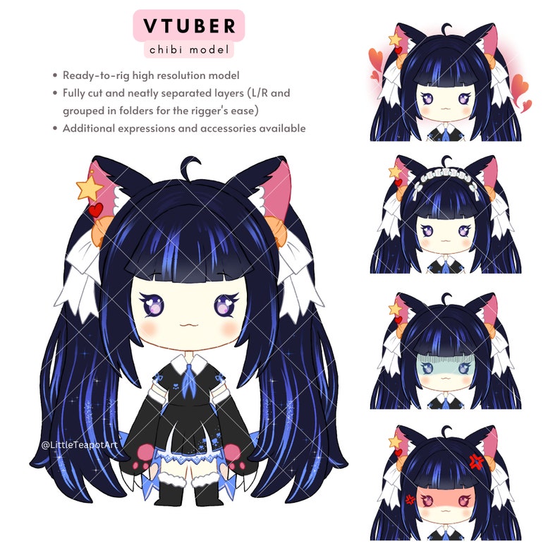 Buy Live 2D Chibi VTUBER Model Artwork ready for Rigging / Online in ...