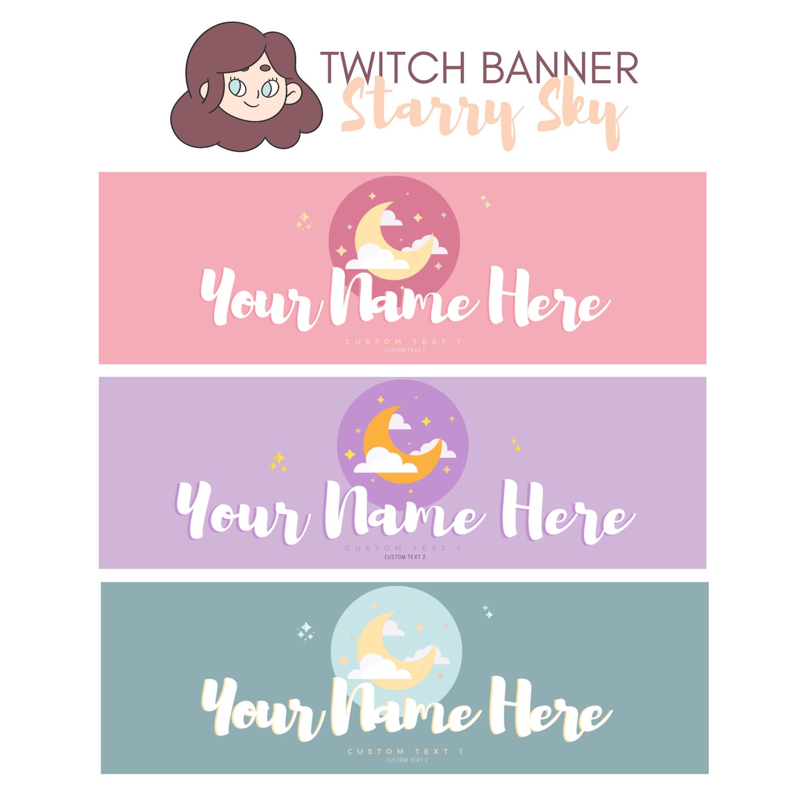 Custom Twitch Banner Starry Sky Design | Etsy
