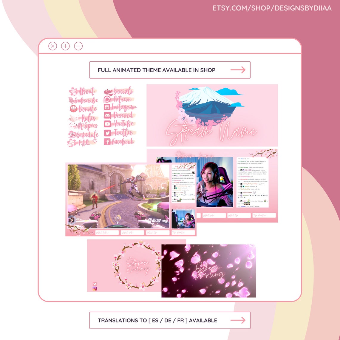 14 Pink Sakura Cute Twitch Panels / Twitch Buttons / Twitch - Etsy