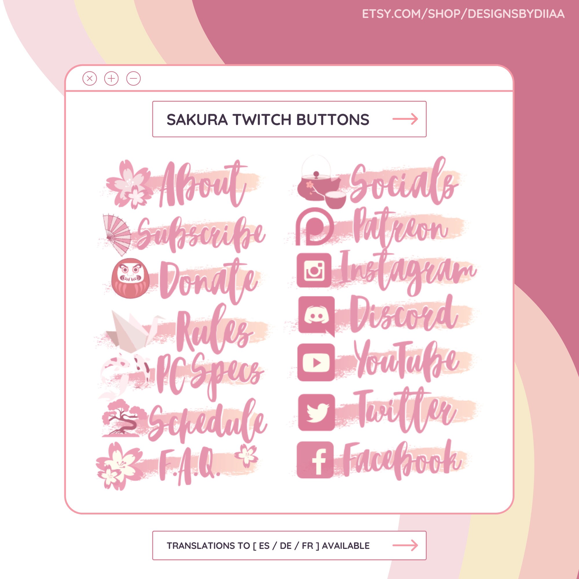 14 Pink Sakura Cute Twitch Panels / Twitch Buttons / Twitch - Etsy
