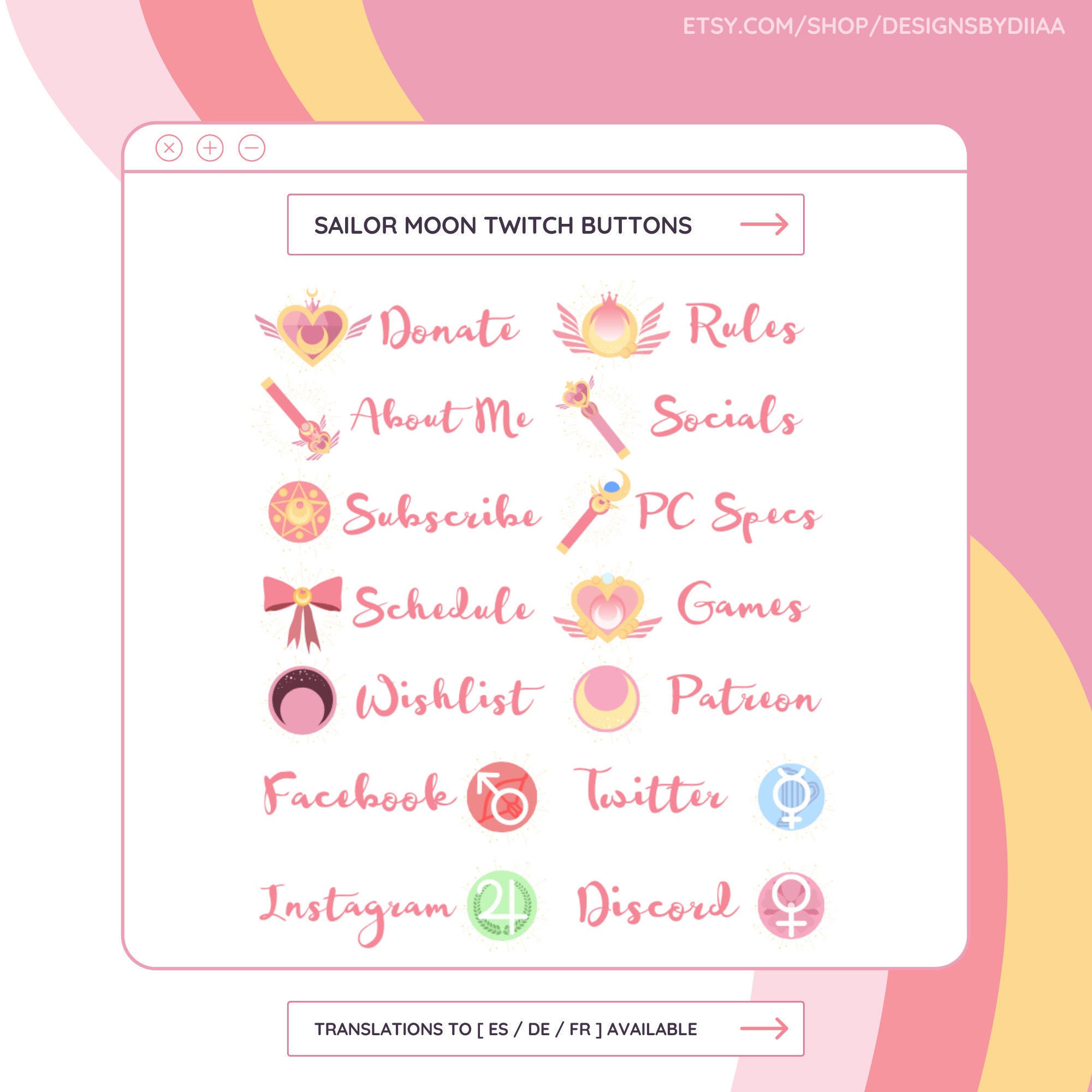 14 Sailor Moon Style Cute Twitch Panels / Twitch Buttons / - Etsy Australia