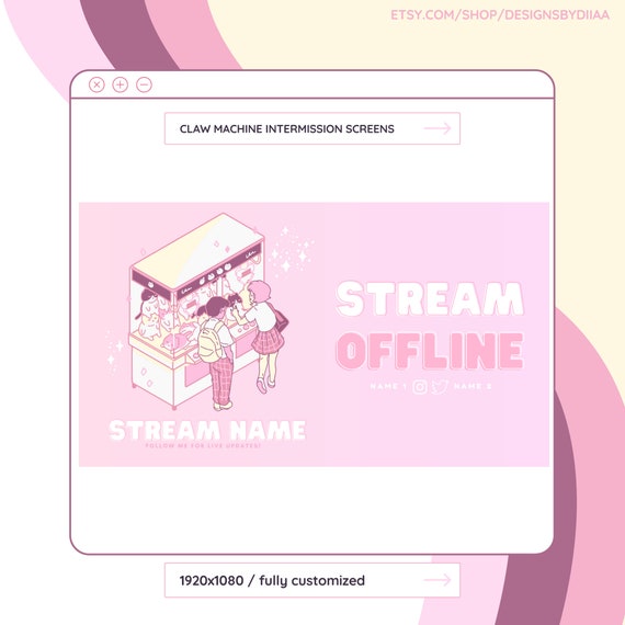 CUSTOM Twitch Screens Pastel Claw Machine / Twitch Graphics - Etsy