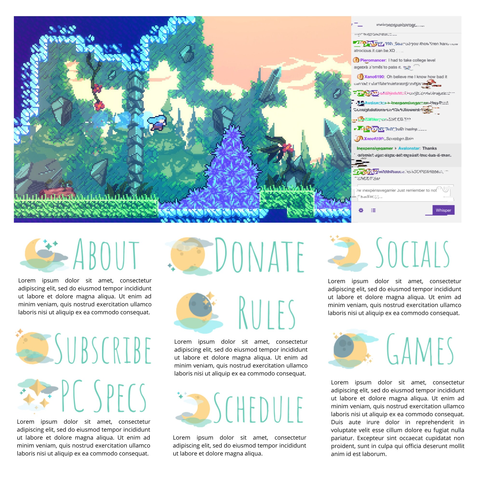 Pastel Aqua Sky Cute Twitch Panels / Twitch Buttons / Twitch - Etsy