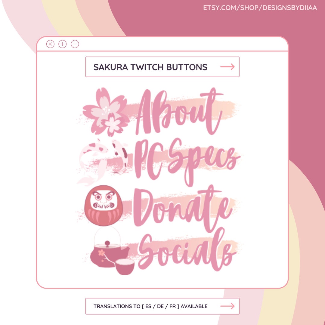14 Pink Sakura Cute Twitch Panels / Twitch Buttons / Twitch Banners ...