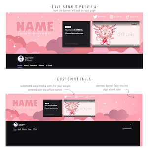 Personalized Cute Twinkling Sky Twitch Banner / Starry Sky / Clouds ...