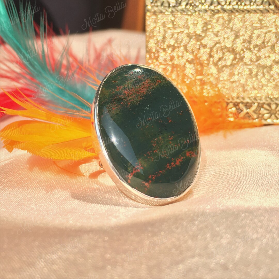 Boho Ring, Natürlicher Blutstein Ring für sie, 925 Sterling Silber Ring ...