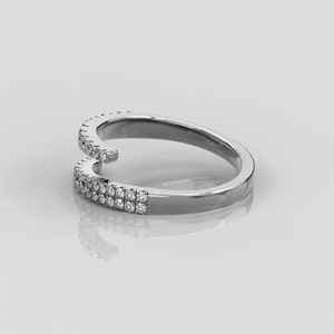 0.20 Ct Diamond Open Wrap Ring for Women / 14k Solid Gold Stackable ...