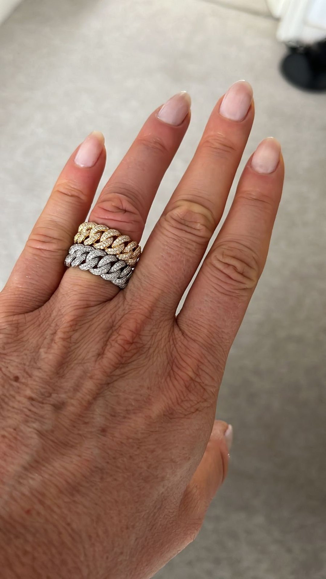 1.25 Ct Women's Diamond Cuban Ring / 14k Solid Gold Bold Cuban Link ...