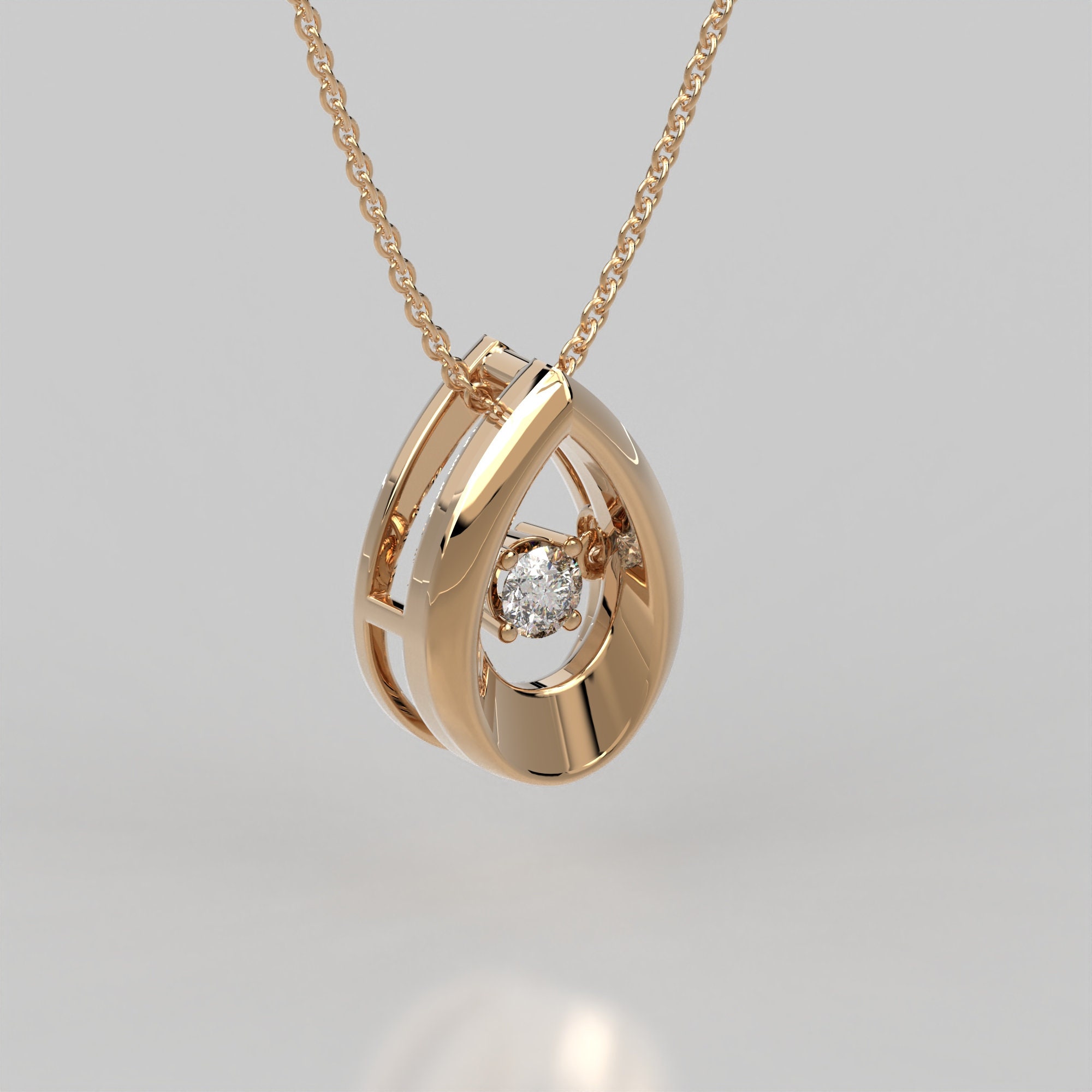 Dancing Diamond Pendant With Chain for Women / 0.11 Ct Natural Diamond ...