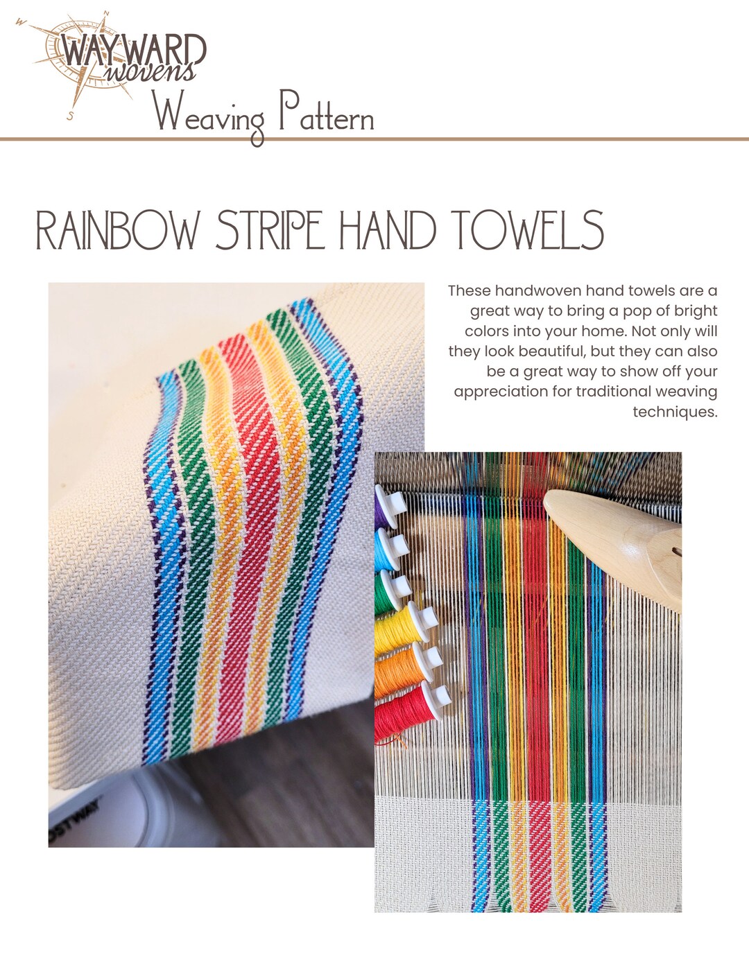 Rainbow Stripe Handwoven Towel Pattern PDF Download - Weaving Pattern ...
