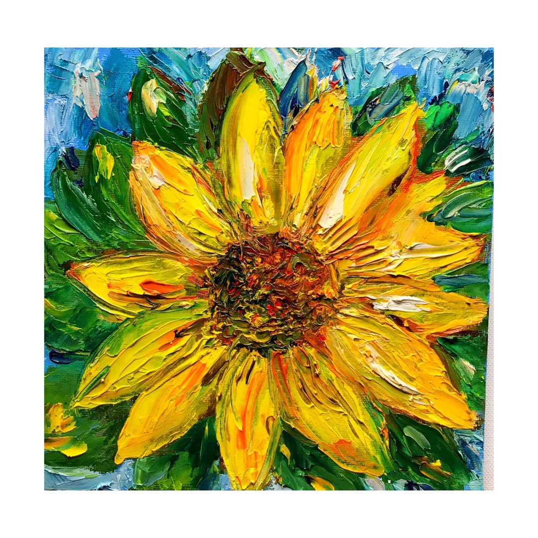 Sunflower Painting Original Art Oil Painting Impasto Art Impressed ...
