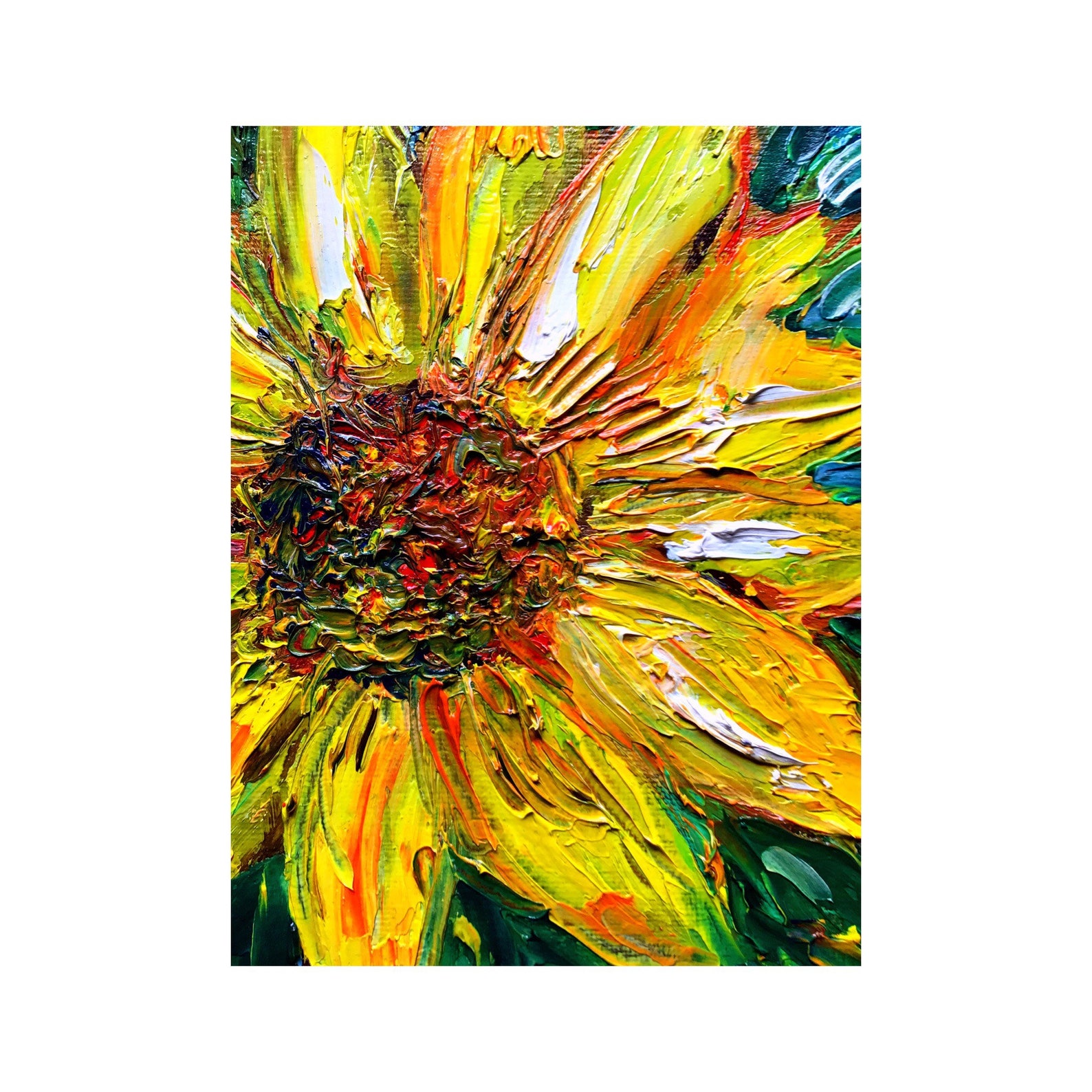 Sunflower Painting Original Art Oil Painting Impasto Art Impressed ...