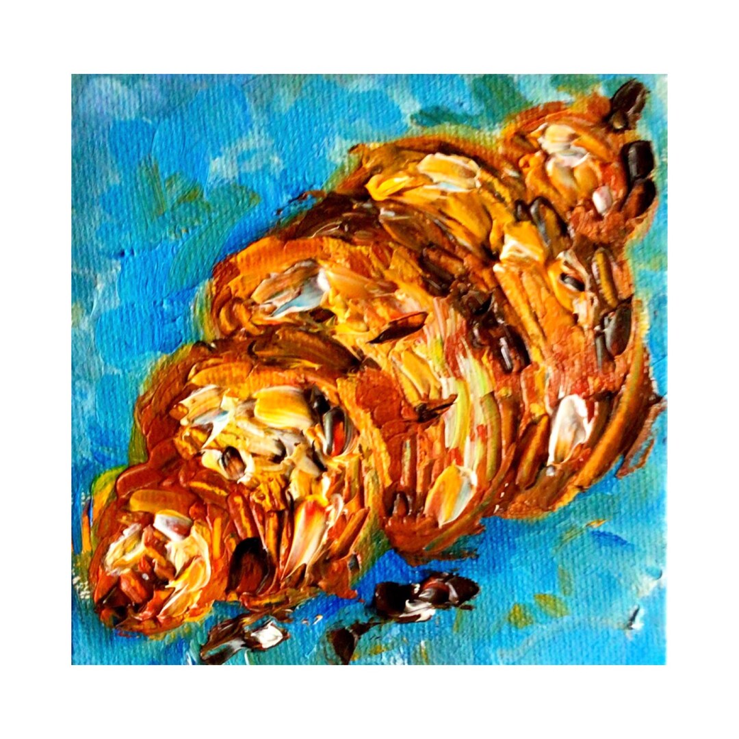 Croissant Painting French Food Painting Original Art Oil Impasto Art ...